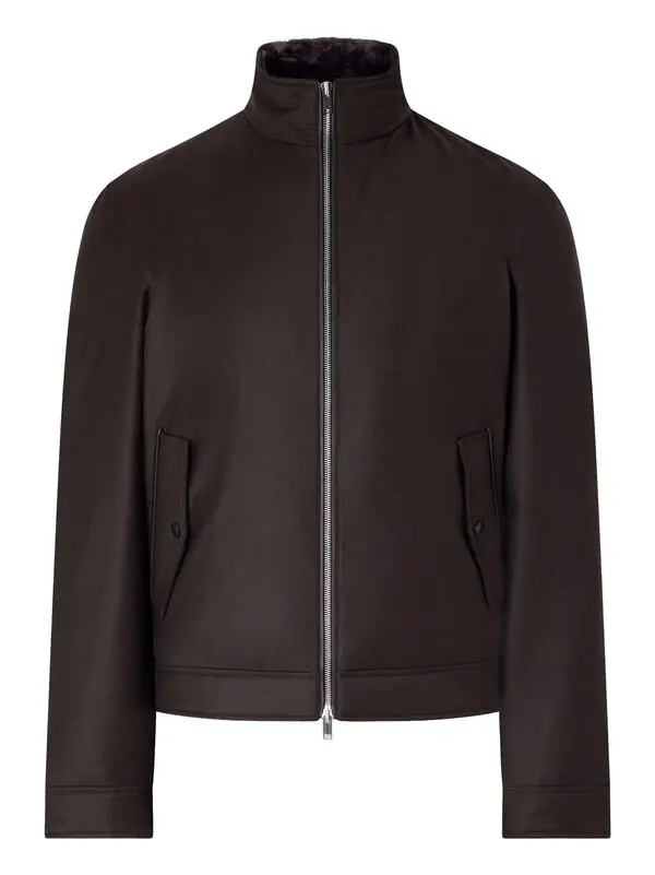 YVES SALOMON Plush-trimmed Wool And Silk-blend Bomber Jacket - Brown