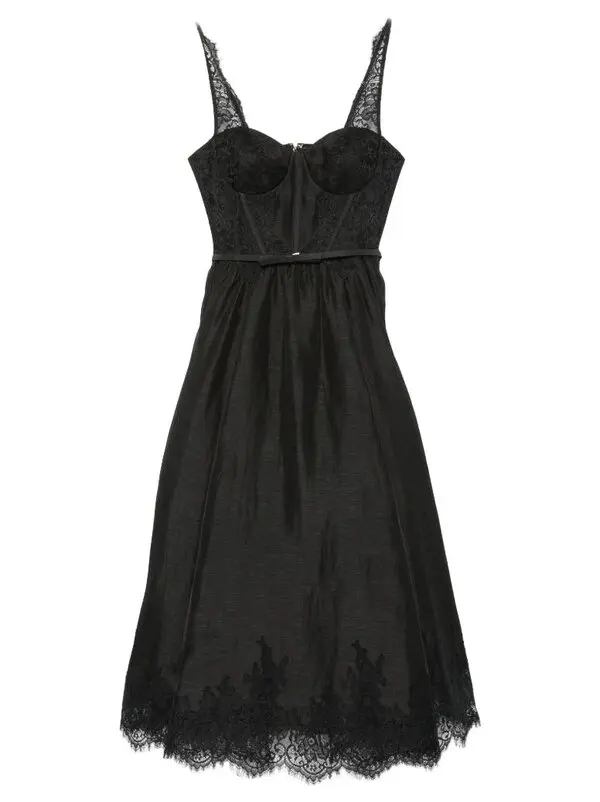 Zimmermann Vailant Linen And Silk Midi Dress - Black