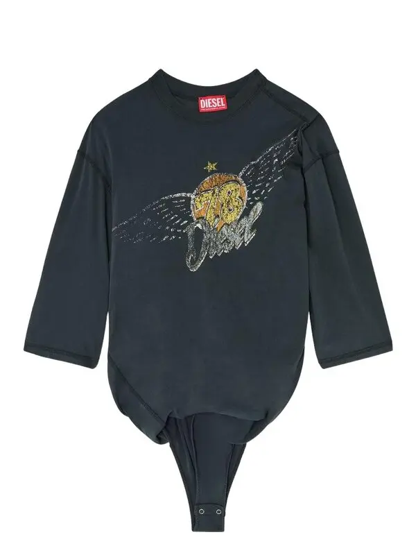 DIESEL® Graphic Print T-shirt Bodysuit - Black