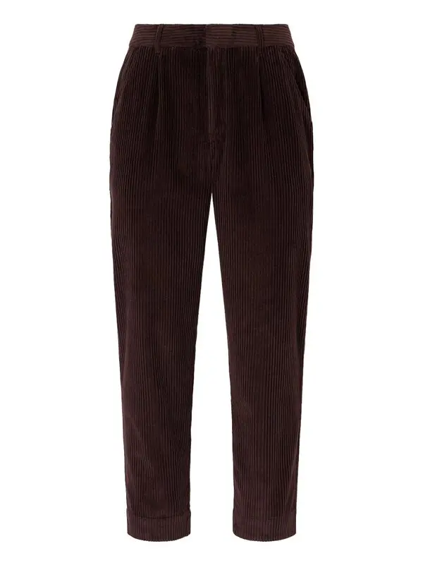 Folk Signal" Straight-leg Corduroy Trousers - Brown