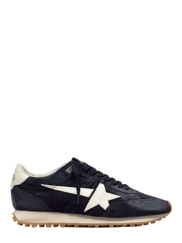 GOLDEN GOOSE Marathon Suede And Leather Sneakers - Navy