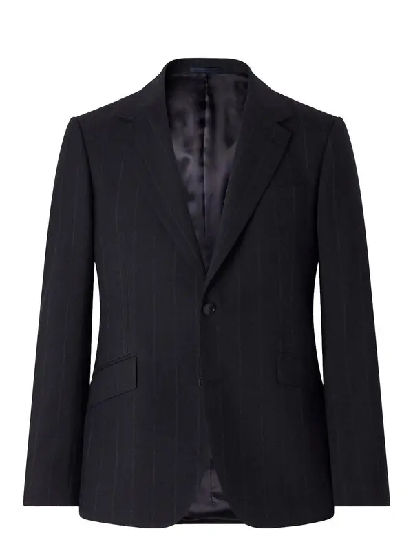 Mr P. Slim-fit Pinstriped Wool-fresco Blazer - Blue