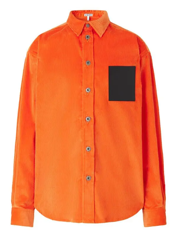 Loewe Leather-trimmed Cotton-corduroy Overshirt - Orange