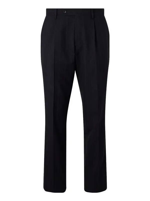 Mr P. Straight-leg Pinstriped Wool Trousers - Blue