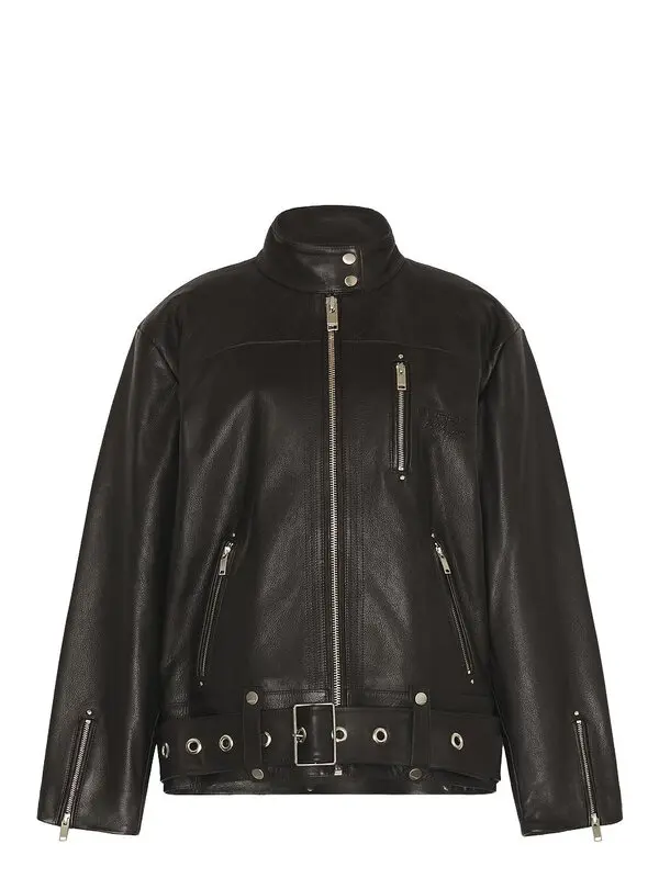 PORSCHE X Revolve Leather Moto Jacket - Black