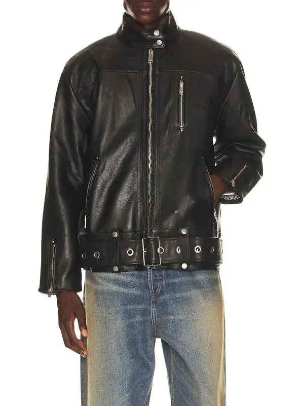 PORSCHE X Revolve Leather Moto Jacket - Black