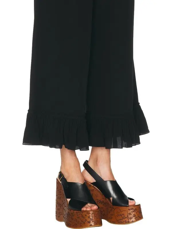 Chloé Frill Hem Georgette Pants - Black