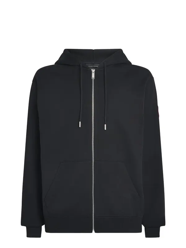 Canada Goose Organic Cotton Zip-up Hoodie With Embroidered Logo - Black