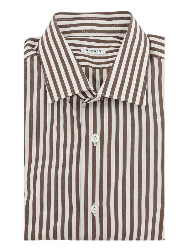 NUGNES 1920 Striped Cotton Shirt - Brown