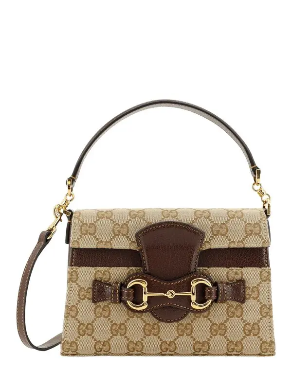 Gucci Horsebit Duomo Gg Canvas Handbag - Beige