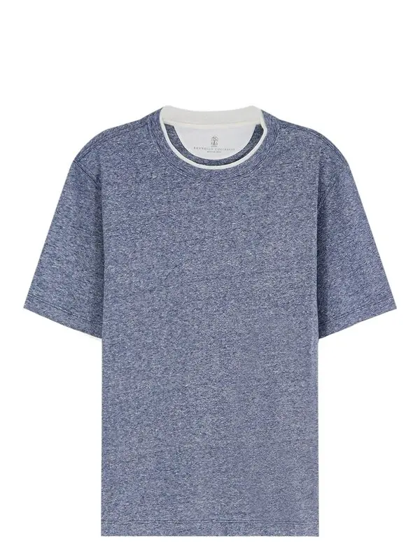 Brunello Cucinelli Linen And Cotton Blend Tshirt - Blue