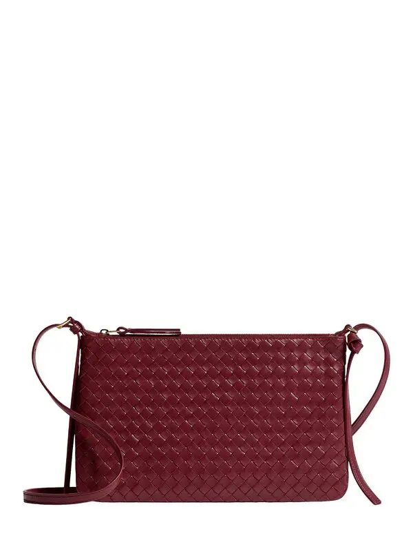 Bottega Veneta Piccolo Intrecciato Clutch With Shoulder Strap - Red