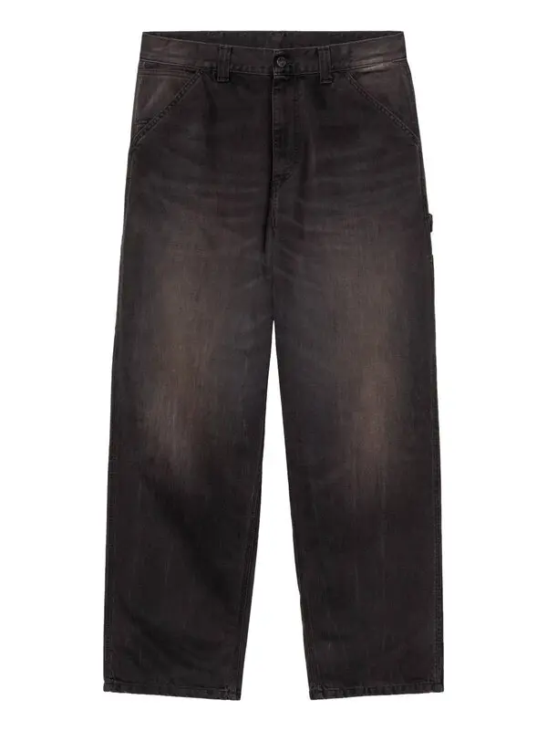 Carhartt Work In Progress Washed Out Denim Carpenter Pants - Black