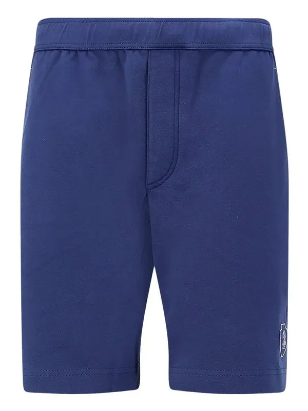 Brunello Cucinelli Cotton Bermuda Shorts With Contrasting Trim And Logo Detail - Blue
