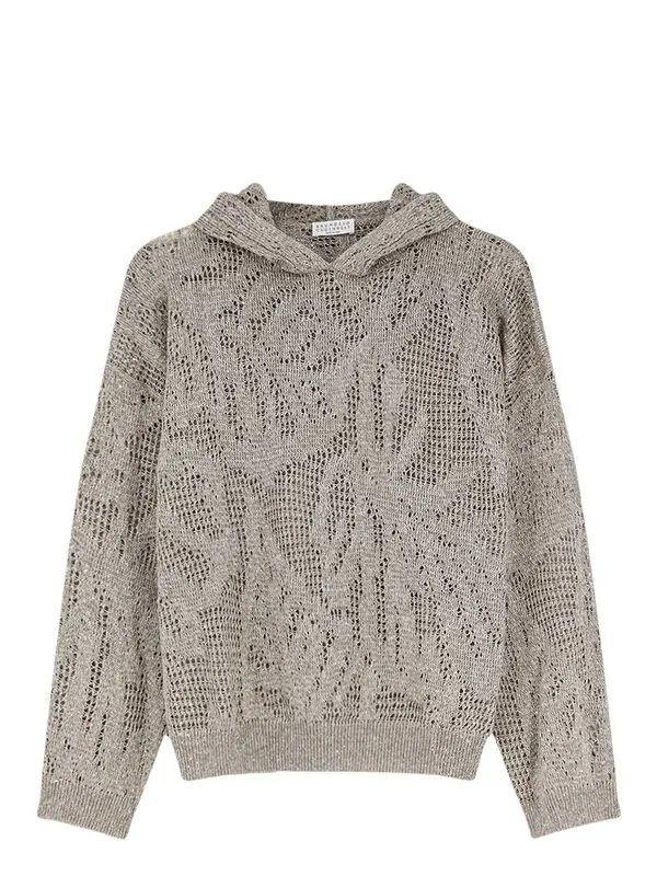 Brunello Cucinelli Hooded Long Sleeve Sweater - Grey