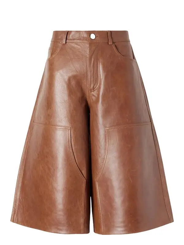 HAIKURE Leather Wide-leg Knee-length Shorts - No