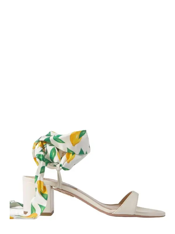 AQUAZZURA Round-heel Sandals With Lemon Print - White