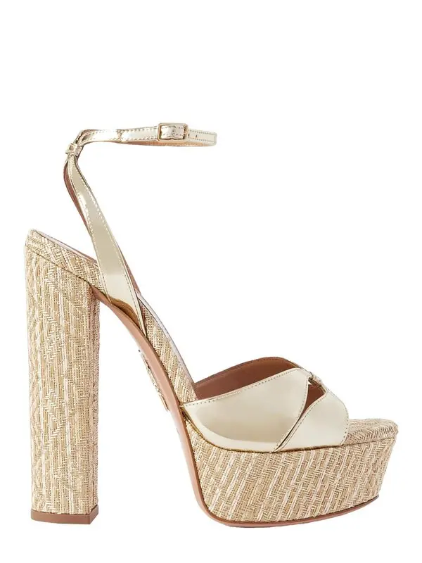 AQUAZZURA Open-toe Platform Sandals With Buckle Ankle Strap - Golden