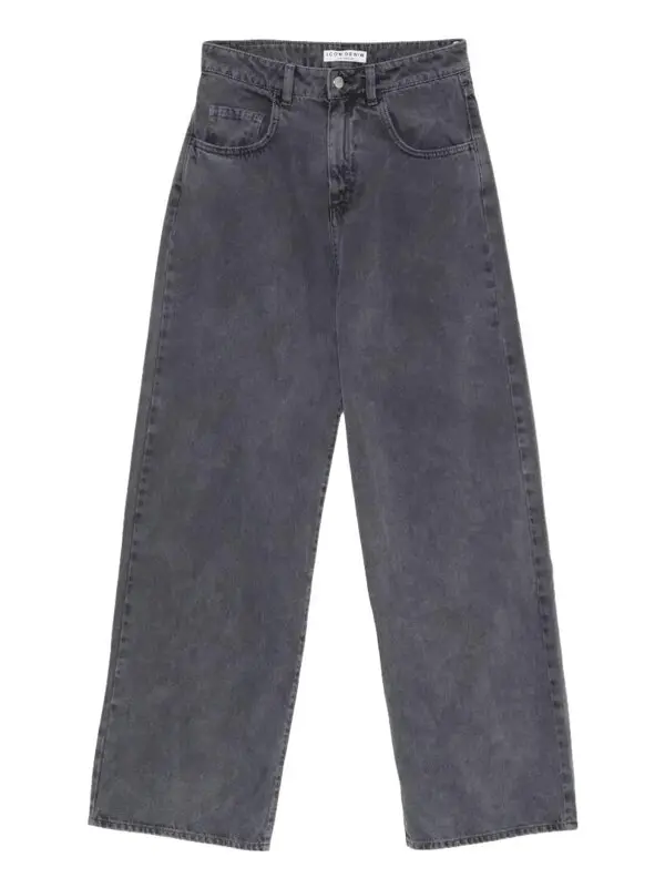 ICON DENIM LOS ANGELES Faded Wide-leg Jeans - Charcoal-grey