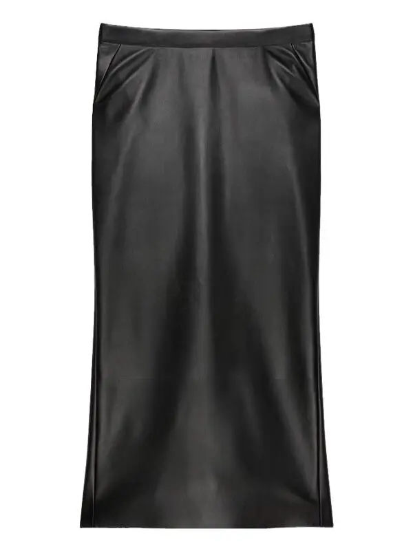 Givenchy Midi Kickback Skirt In Nappa Leather - Black