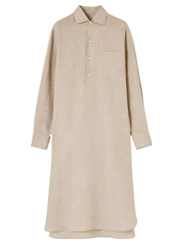 Loro Piana Long Sleeve Shirt Dress - Pine Bark