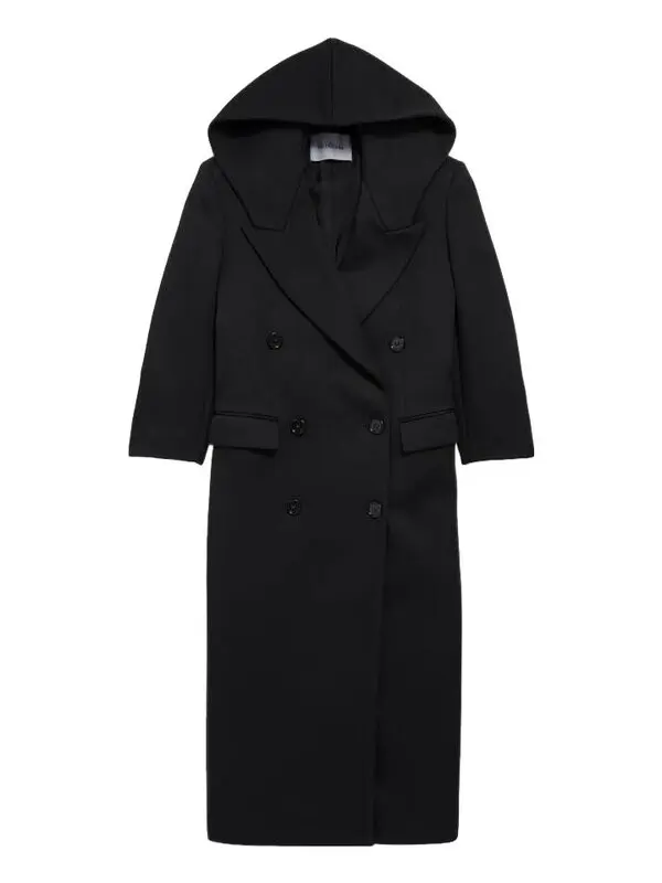 Balenciaga Maxi Hooded Double-breasted Coat - Black