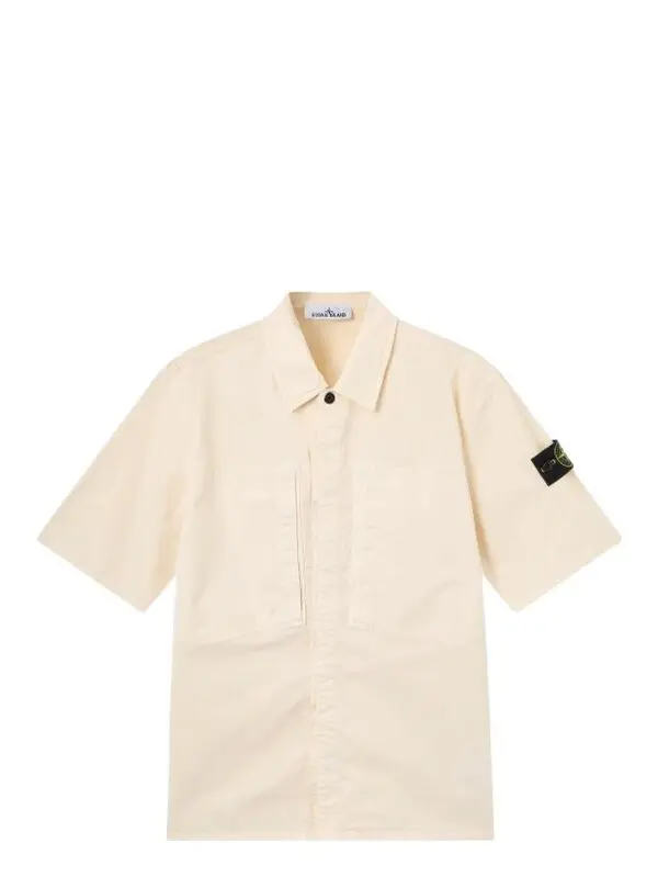 Stone Island Comfort-fit Short-sleeve Shirt With Chest Pockets - Ivory