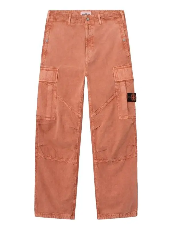 Stone Island Loose-fit Cargo Trousers With Drawstring Cuffs - Brick Red