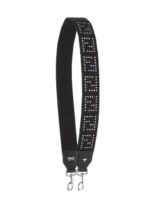 Fendi Fabric Shoulder Strap With Ff Motif And Micro-diamond Lenses - Black