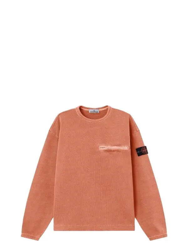 Stone Island Oversized Crewneck Sweatshirt With Chest Pocket - Brick Red