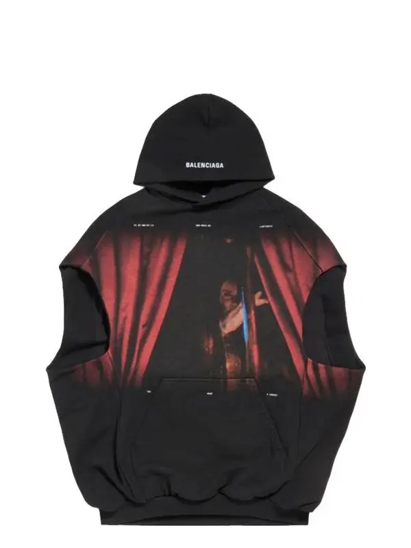 Balenciaga Sleeveless Hoodie With Graphic Print - Black