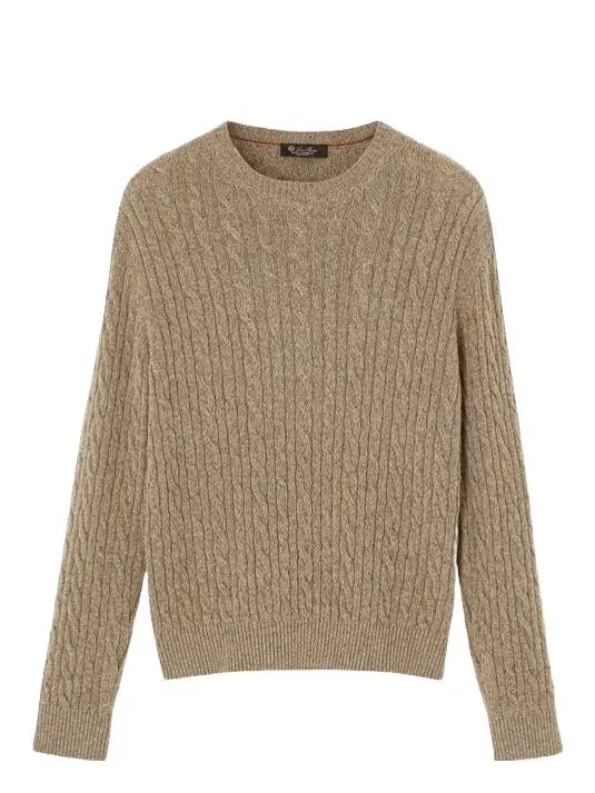 Loro Piana Cable Knit Crewneck Jumper - Chia Beans