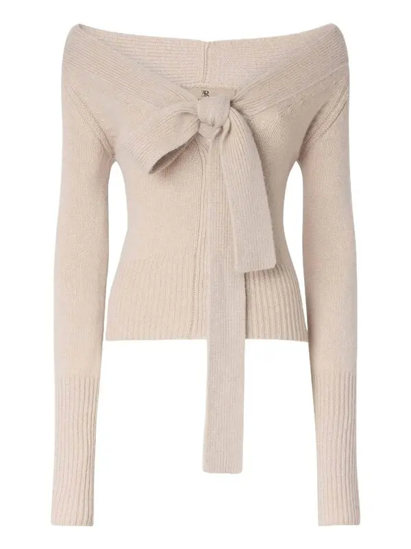 Ermanno Scervino Pure Cashmere Cardigan With Bow Detail - Nude