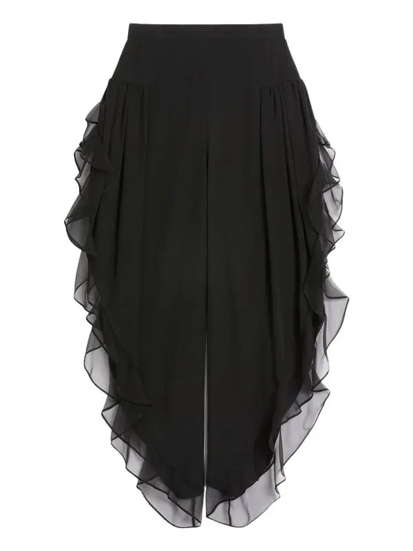 Valentino Garavani Ruffled Trim Ballon Trousers - Black