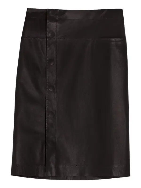 LEMAIRE Leather Wrapover Midi Skirt - Black