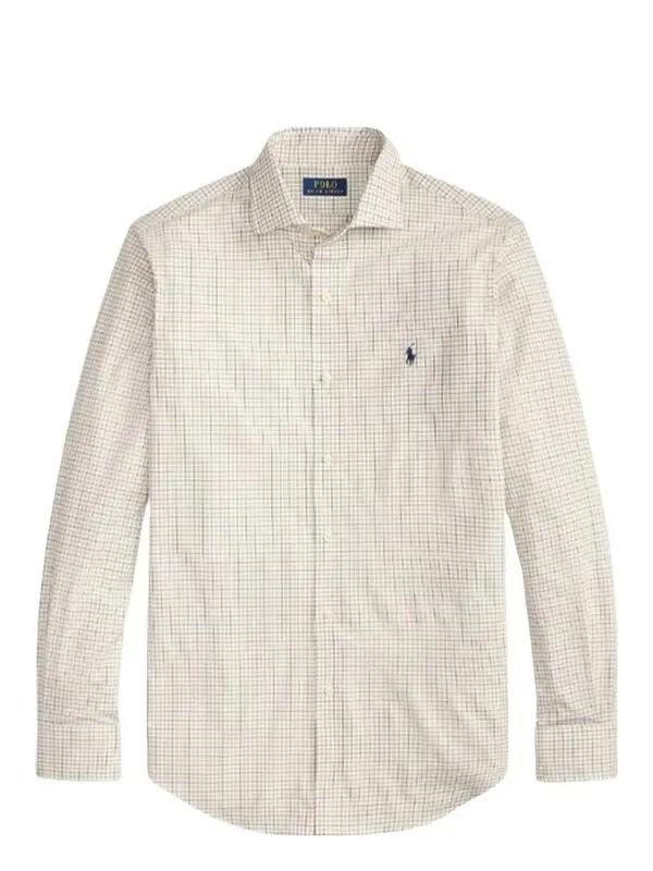 Polo Ralph Lauren Custom Fit Gingham Stretch Poplin Shirt - Light Brown