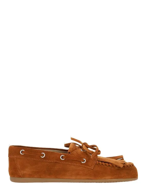 Miu Miu Fringed Suede Loafers - Brown