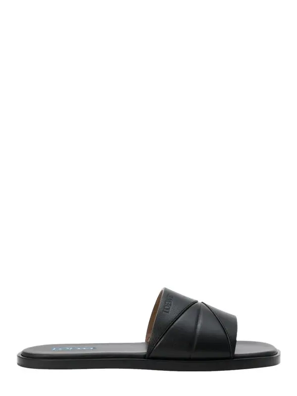 Loewe Origami Leather Slide Sandals - Black