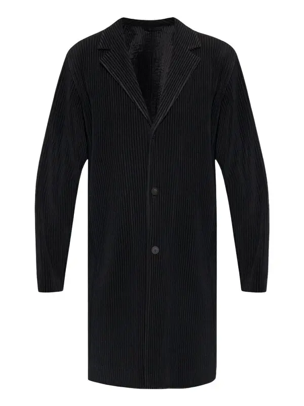 Issey Miyake Homme Plissé Single-breasted Plissé Coat - Black