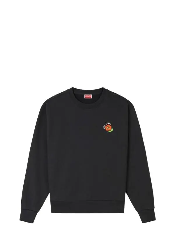 Kenzo Embroidered Floral Monogram Crewneck Sweatshirt - Black