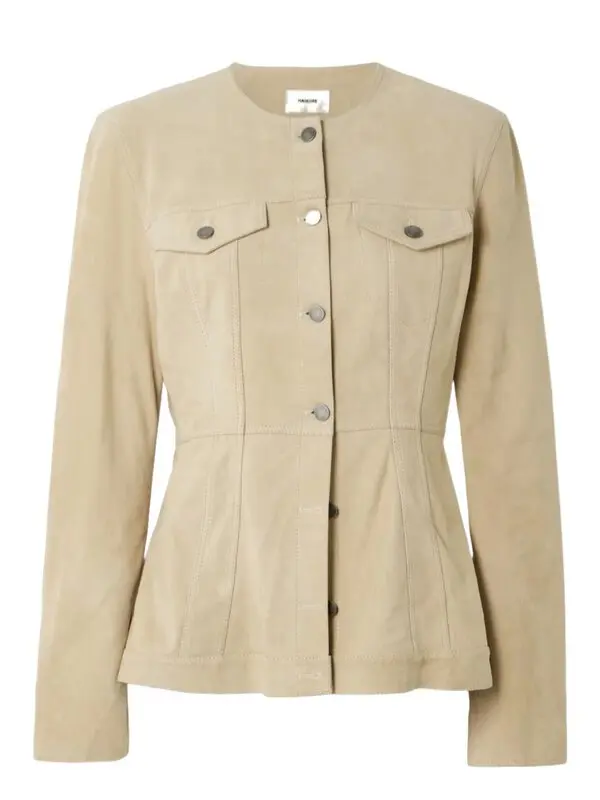 HAIKURE Temple Paneled Suede Jacket - Beige