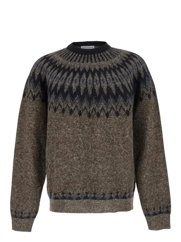 ROBERTO COLLINA Jacquard Crew Neck Knitted Sweater - Multi-color