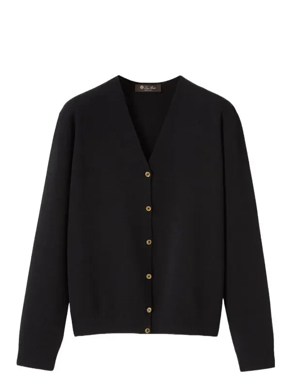 Loro Piana Siena Cardigan With Metal Logo Buttons - Black
