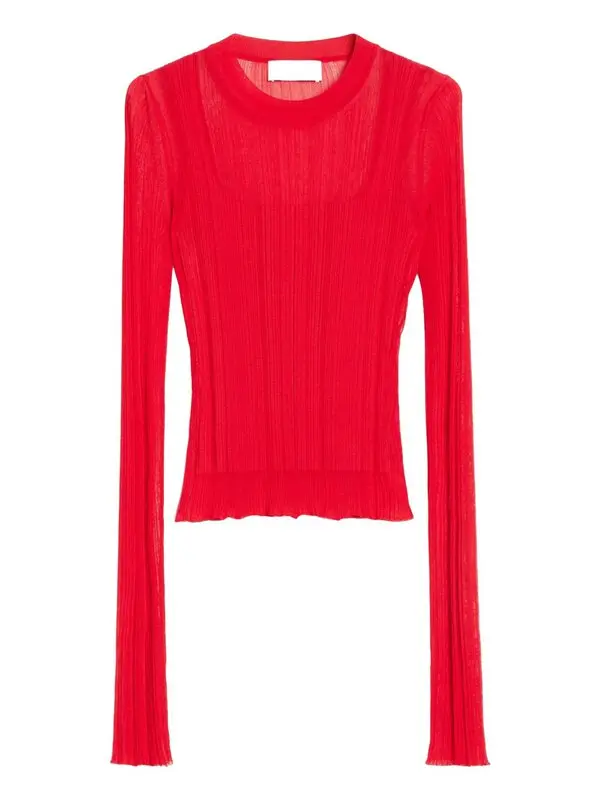 Sportmax Long Sleeve Ribbed Knit Top - Red
