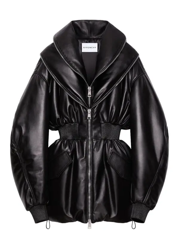 Givenchy Leather Shawl Collar Bomber Jacket - Black
