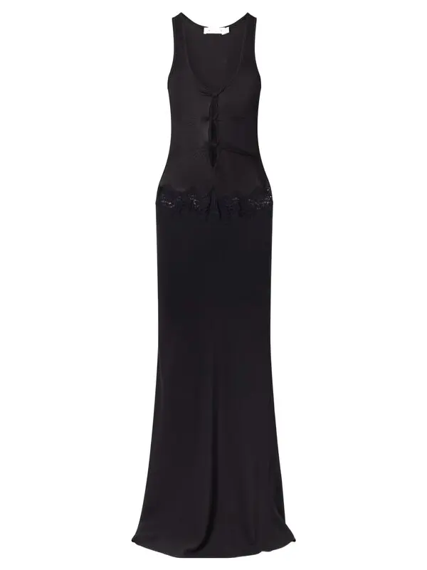 Christopher Esber Cut-out Ribbed Lace-trimmed Jersey Midi Dress - Black