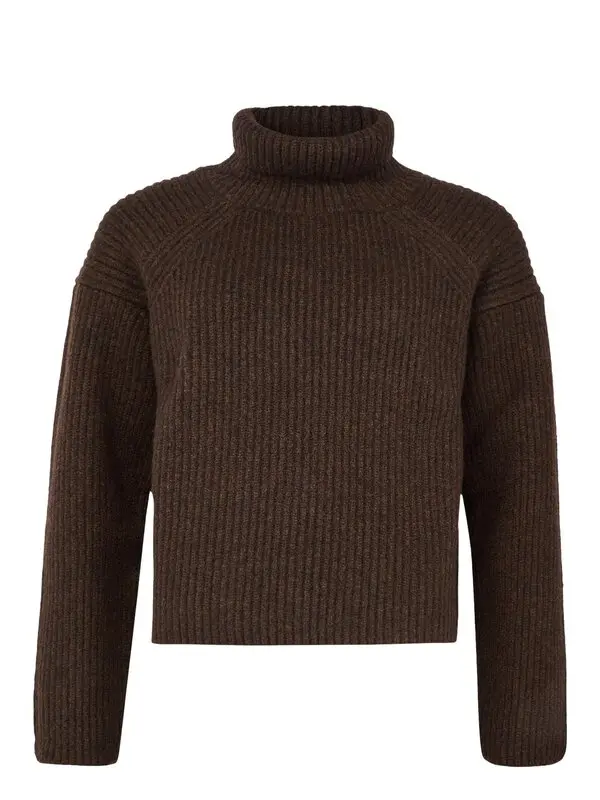 Soeur Wool Ribbed Turtleneck Sweater - Black