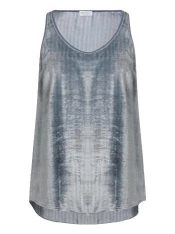 Brunello Cucinelli Sleeveless Top With Appliqués And Beads - Gray