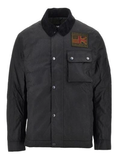 Barbour Workwear Waxed Cotton Jacket With Fleece Trim - Black