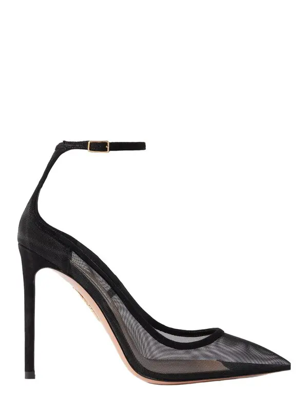 AQUAZZURA Love Affair 105 Suede-trimmed Mesh Pumps - No